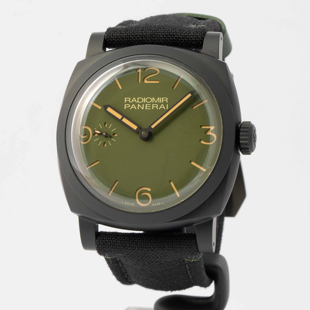 Pre-owned Panerai Radiomir Verde Militare Dial Black Ceramic 48mm (PAM00997) — Shreve, Crump & Low