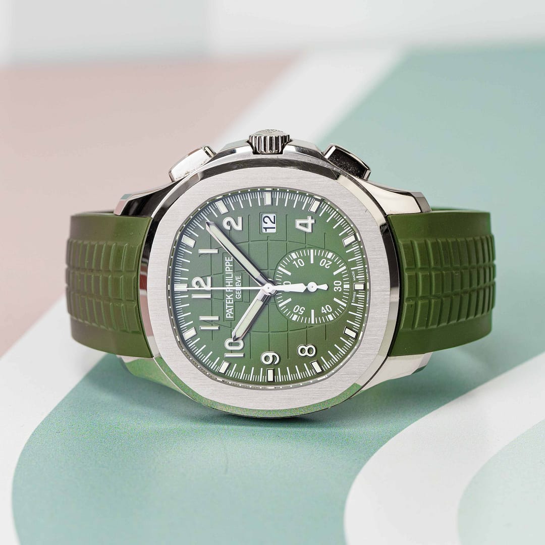 Patek Philippe 5968G-010 Aquanaut Chronograph Khaki Green White Gold 42 ...