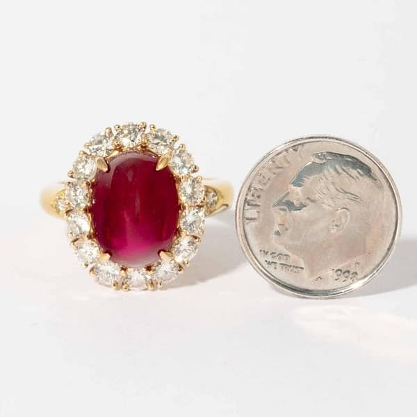 cabochon ruby and diamond ring