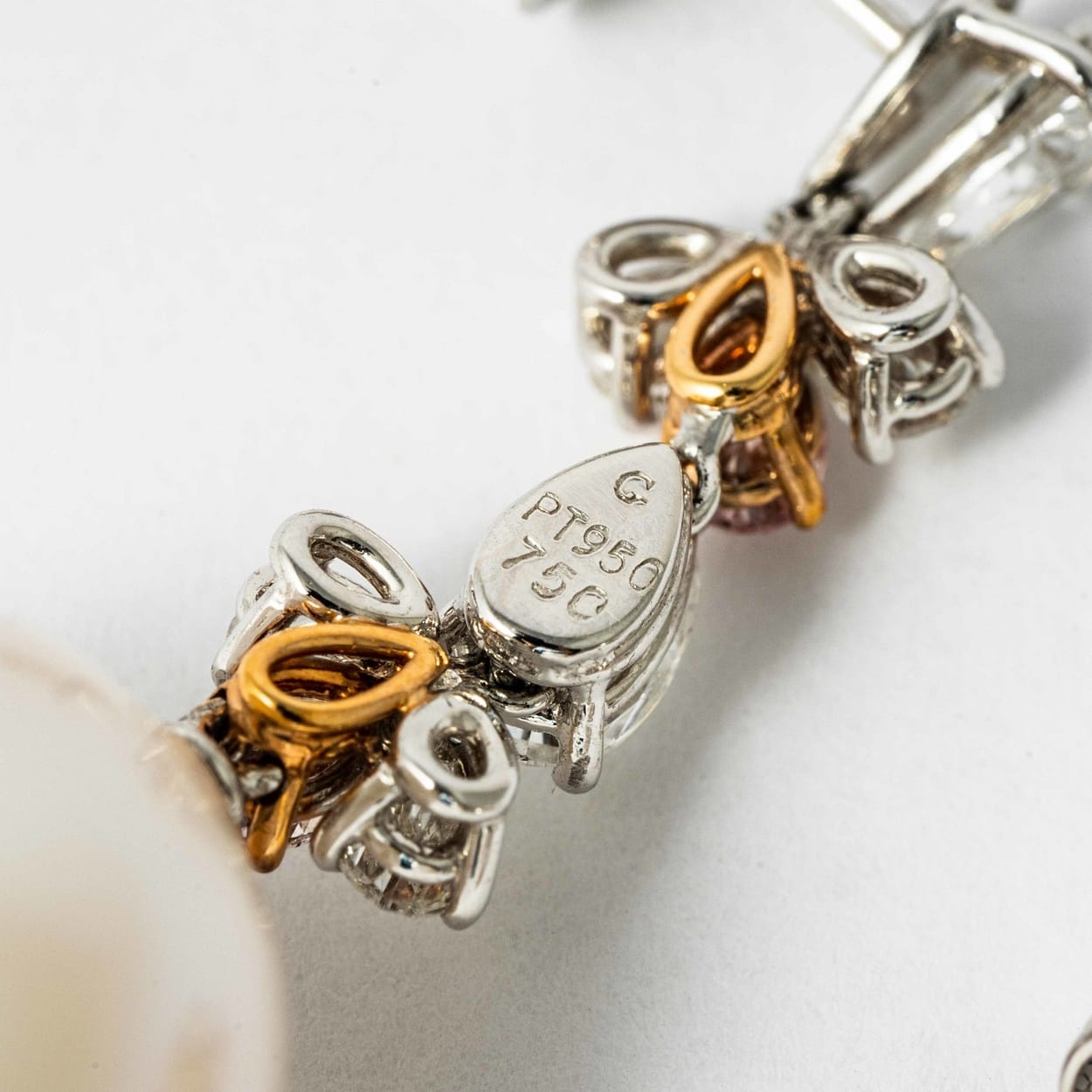 17mm South Sea Pearl & Pink Diamond Drop Earrings (Platinum) — Shreve ...