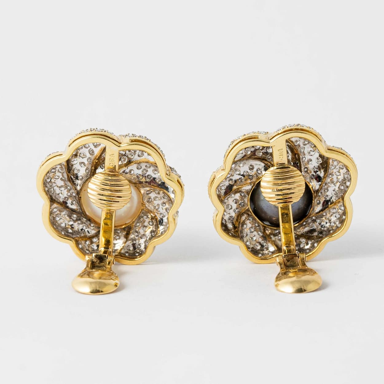 Bi-Color Pearl & Diamond Earrings (Yellow Gold) — Shreve, Crump & Low