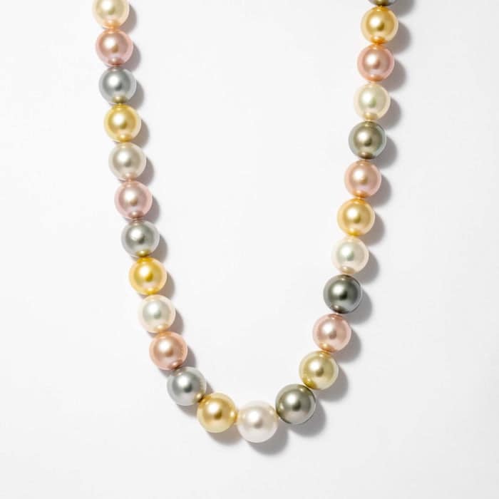 Multi-Colored Natural South Sea 15-17mm Pearl Necklace (White Gold ...