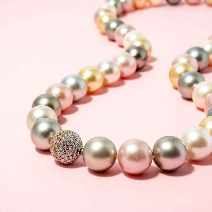 Multi-Colored Natural South Sea 15-17mm Pearl Necklace (White Gold ...