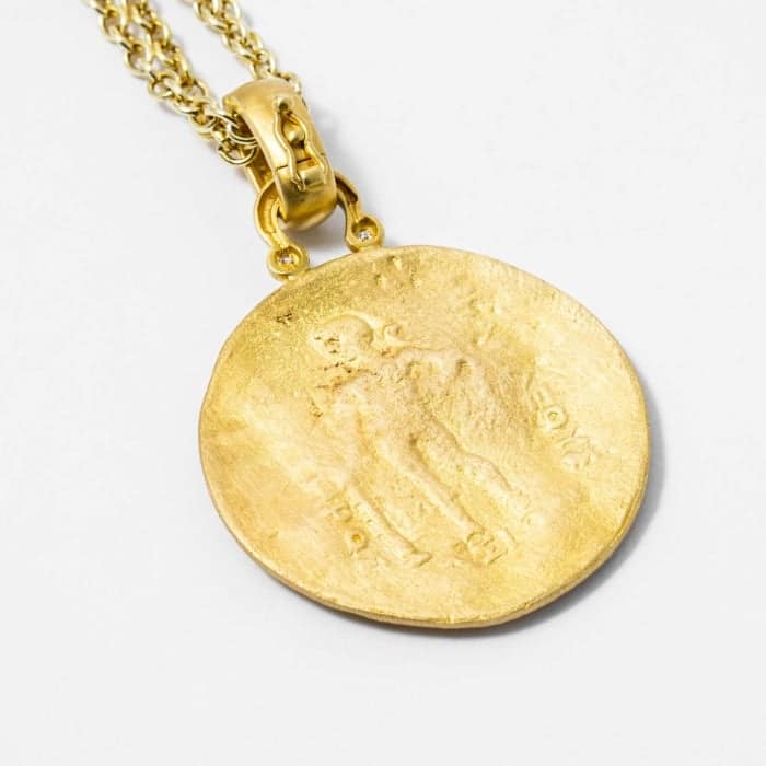 Yellow Gold "Athena" Medallion & Yellow Gold Double Chain Pendant ...