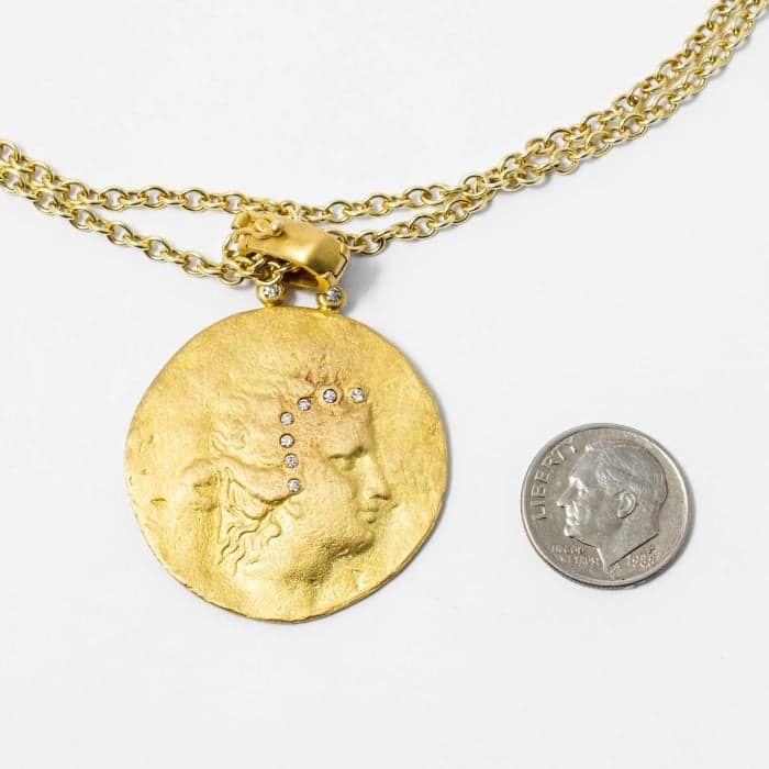 Yellow Gold "Athena" Medallion & Yellow Gold Double Chain Pendant ...