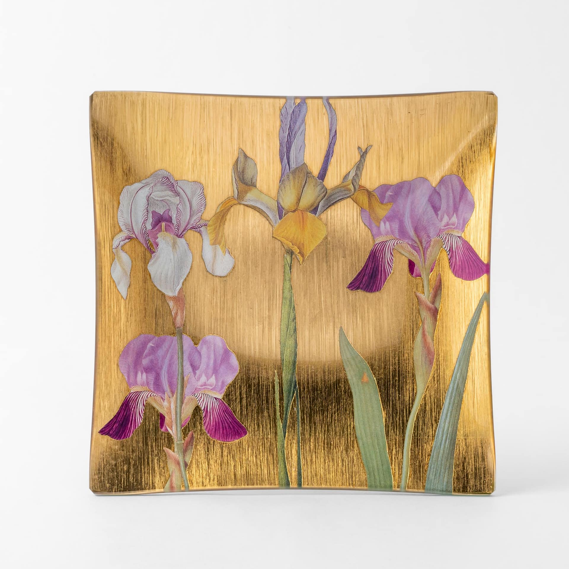 Tri-Color Irises 6" Square Tray — Shreve, Crump & Low
