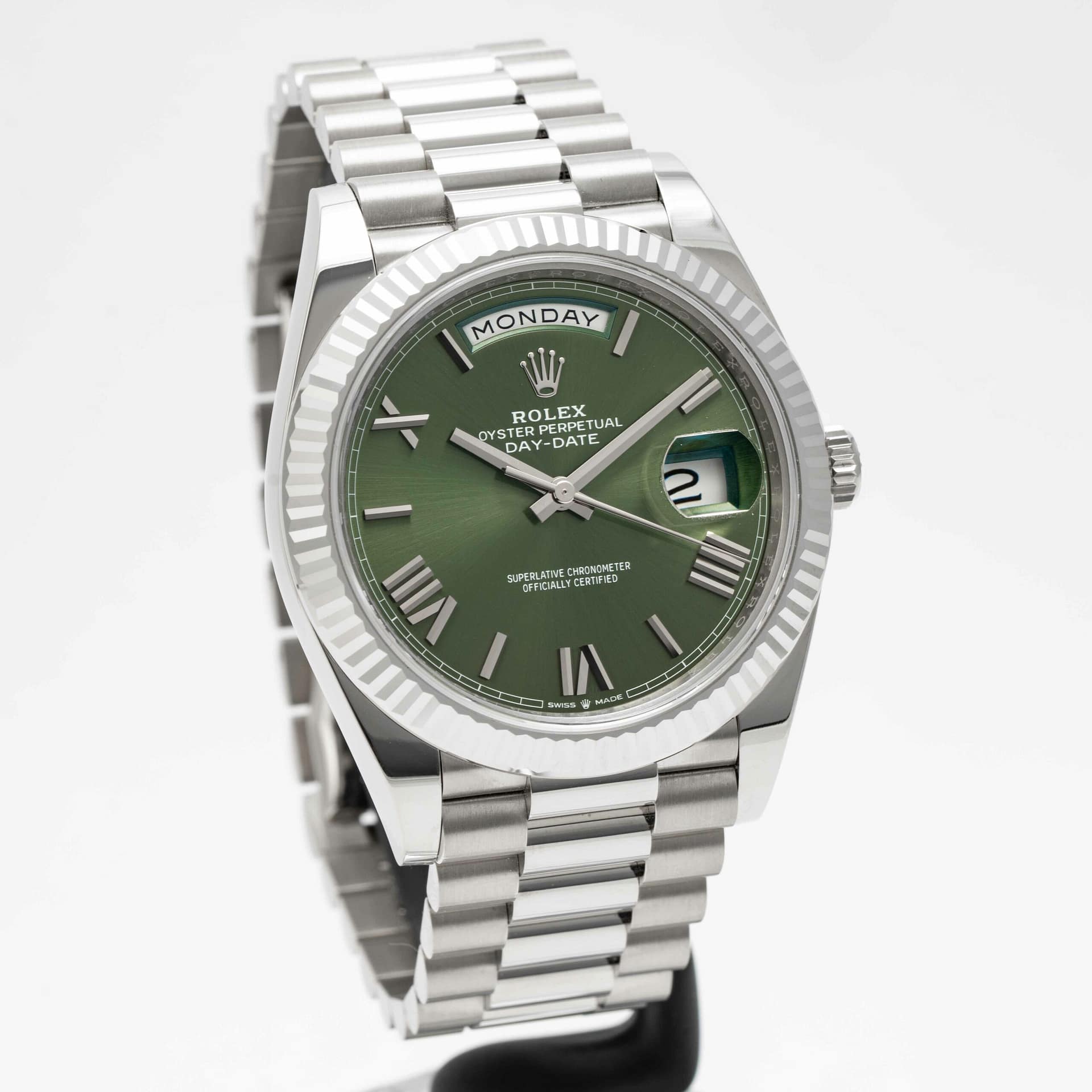Rolex Day-Date 40 President Olive Green Dial White Gold 40mm (228239) — Shreve, Crump & Low