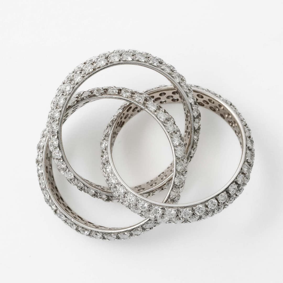 5.40 carat total weight Diamond Pave Three Band Rolling Ring (White ...