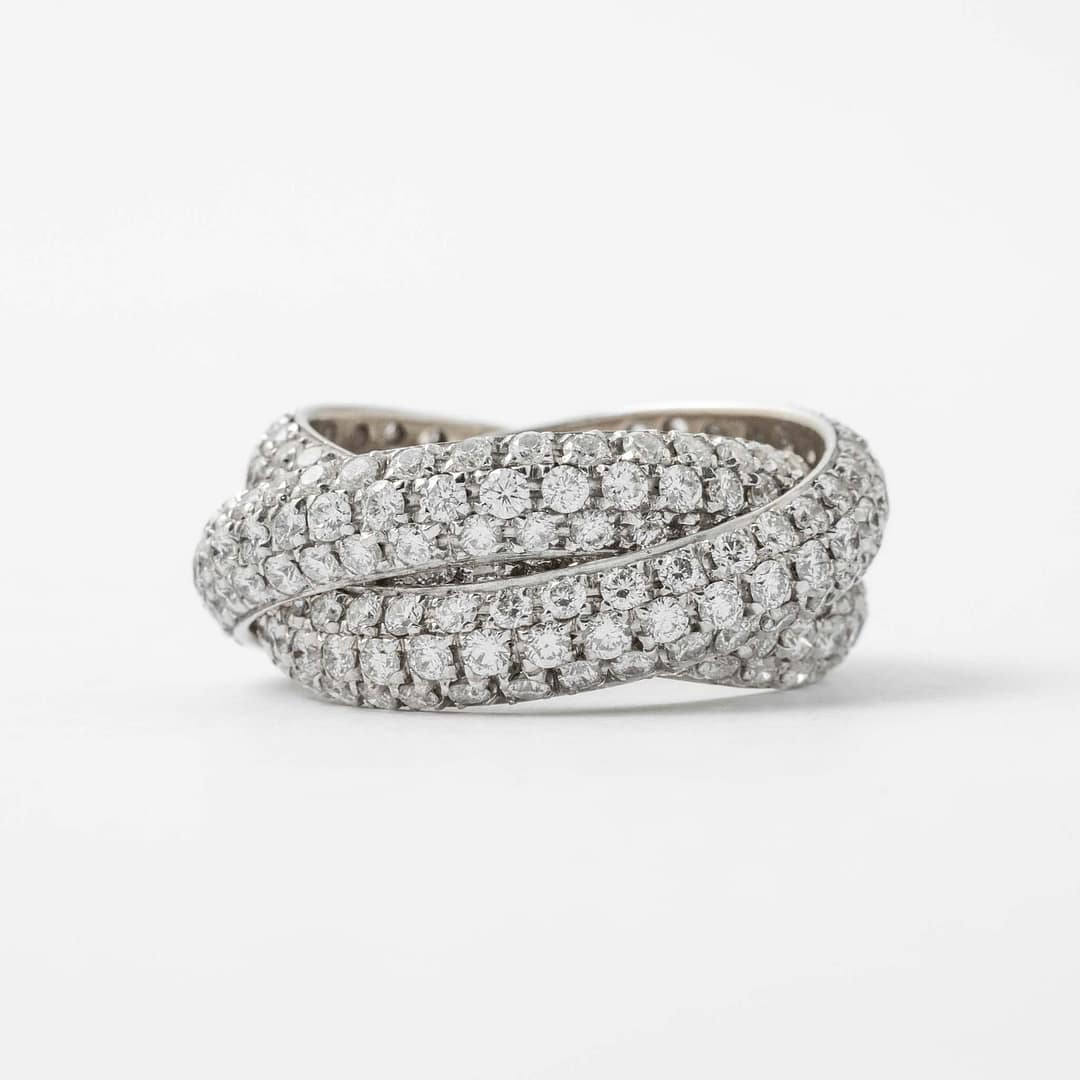 5.40 carat total weight Diamond Pave Three Band Rolling Ring (White ...