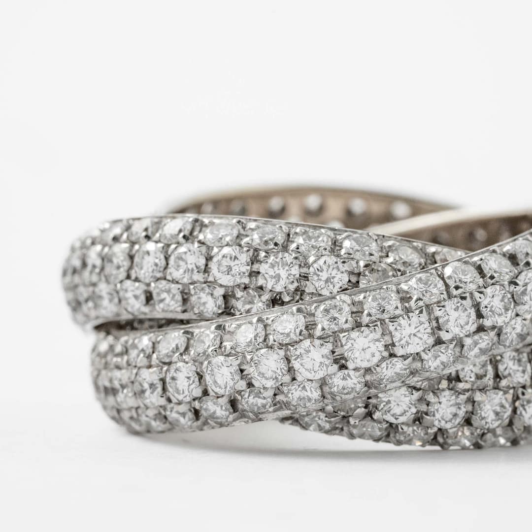 5.40 carat total weight Diamond Pave Three Band Rolling Ring (White ...