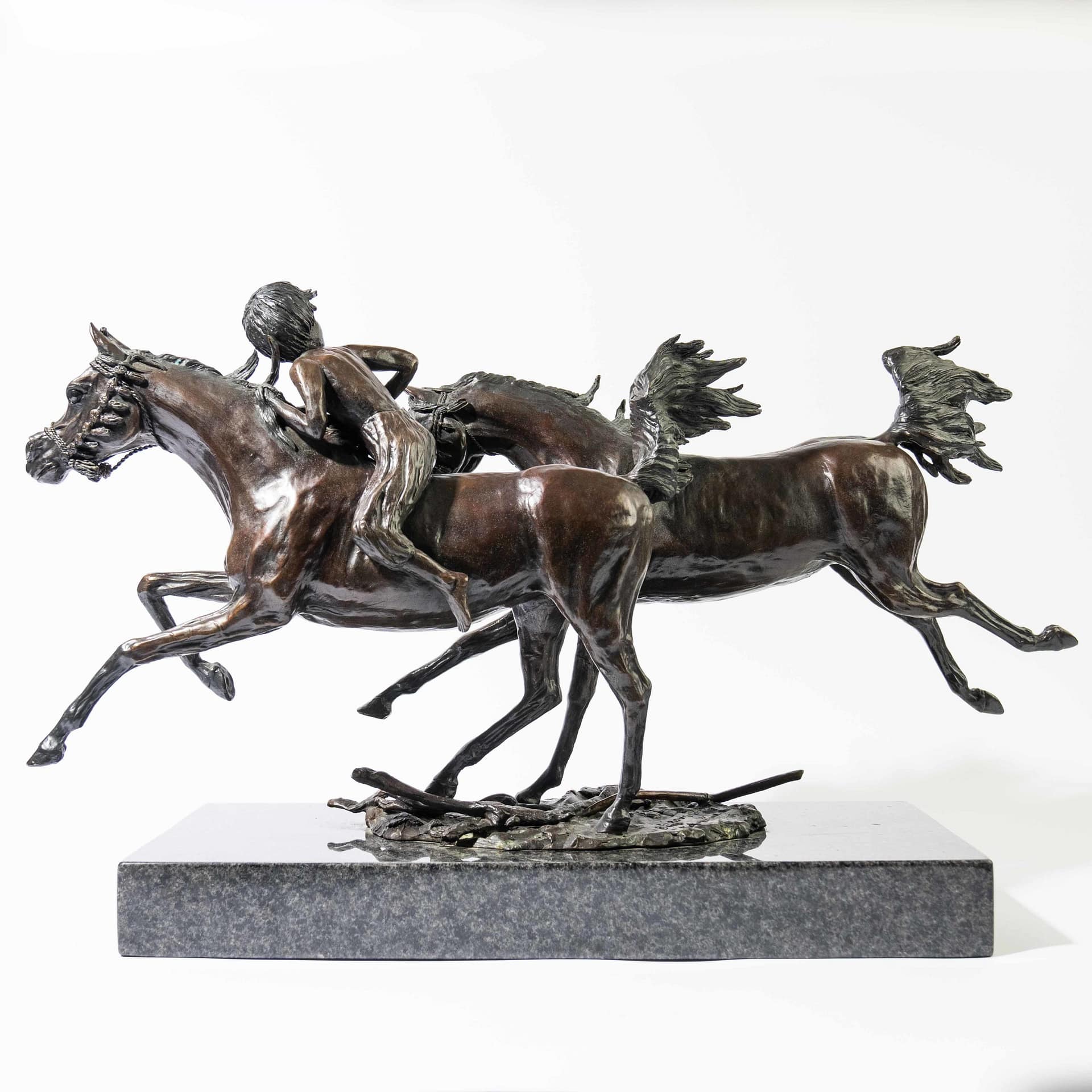 "Pursued" Bronze Horse Sculpture by Rick Augustine (American, 20th ...