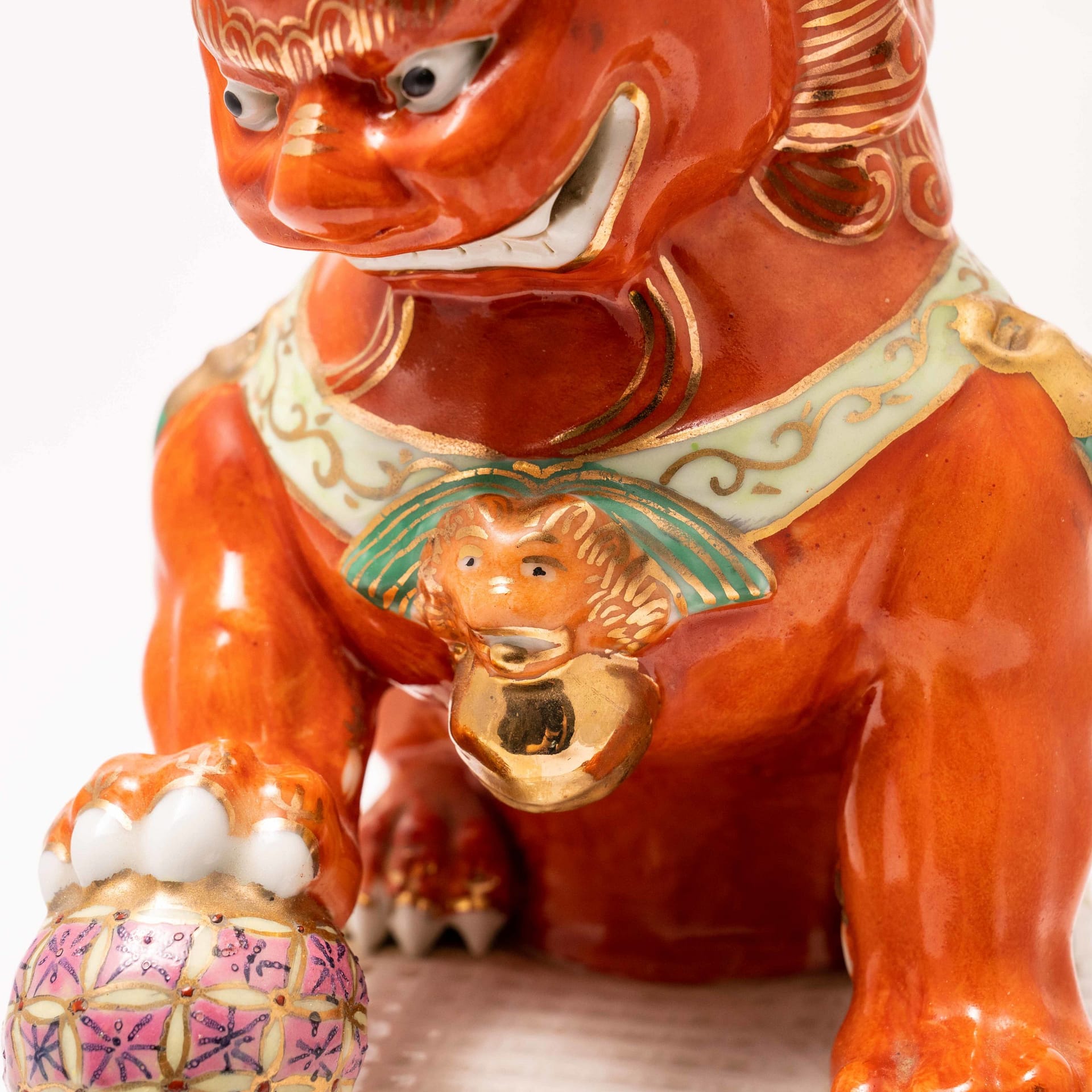 Pair of Antique Qing Dynasty Red Porcelain Foo Dog Figures — Shreve ...
