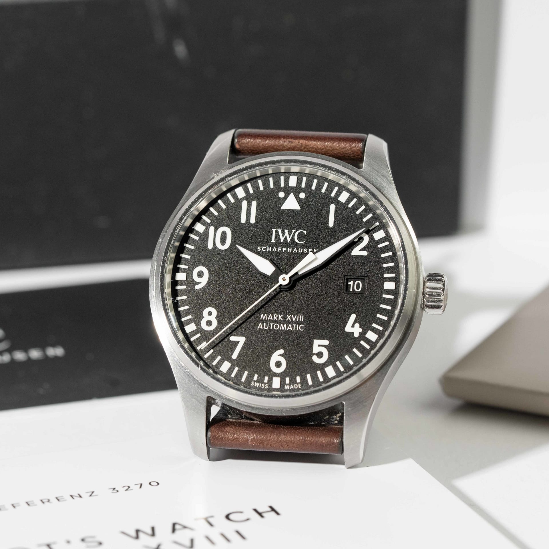 Pre-owned IWC Pilot's Mark XVIII Black Dial Stainless Steel 40mm ...