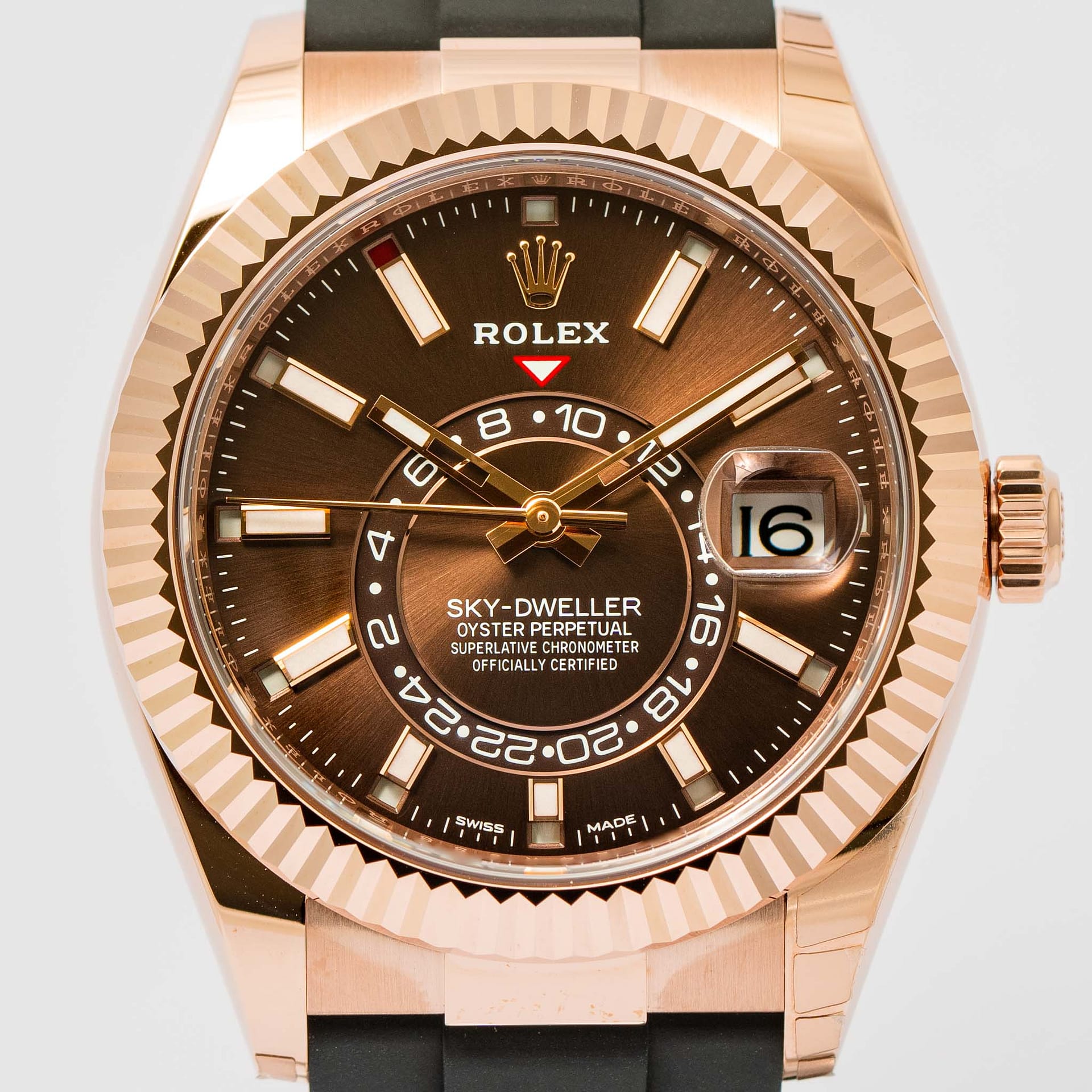 Rolex SKY-DWELLER Chocolate Dial Everose Gold 42mm (326235) — Shreve, Crump & Low